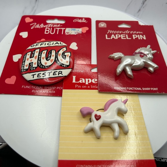 Hallmark | Holiday | Vintage Valentine Pins Including Hallmark Unicorn ...